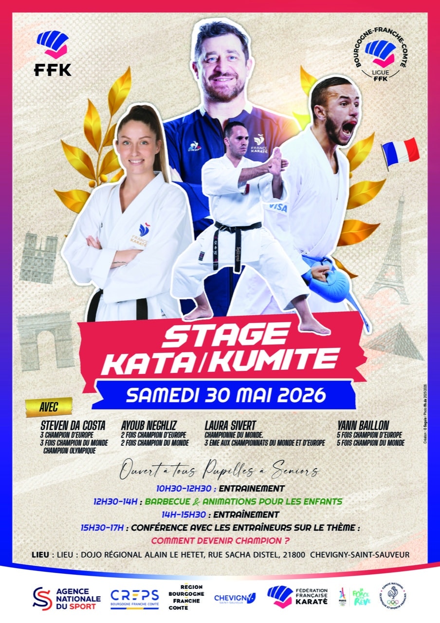 STAGE KATA/KUMITE avec S. DA COSTA, A. NEGHLIZ, L. SIVERT et Y. BAILLON ...