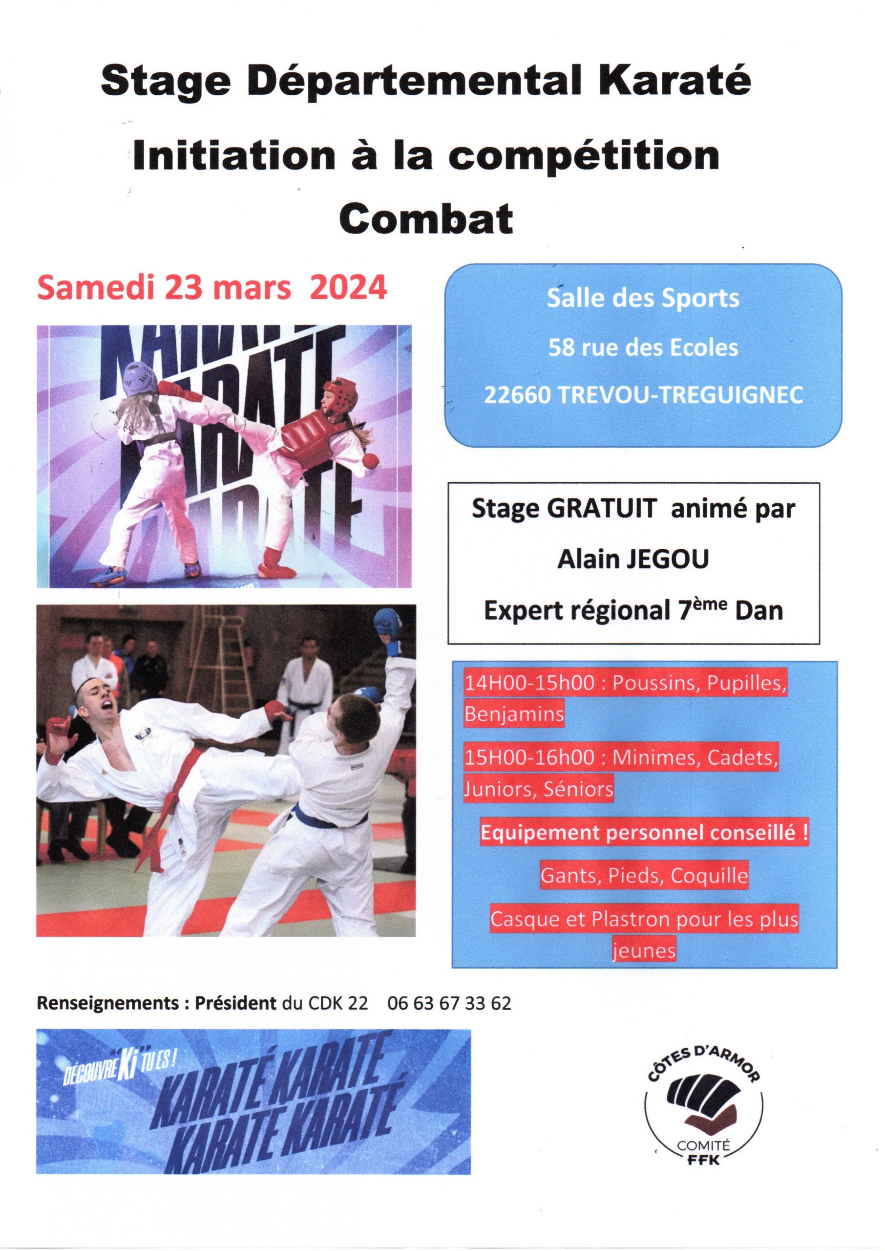 Stage Départemental Initiation à la Compétition Karaté Combat - Comité ...