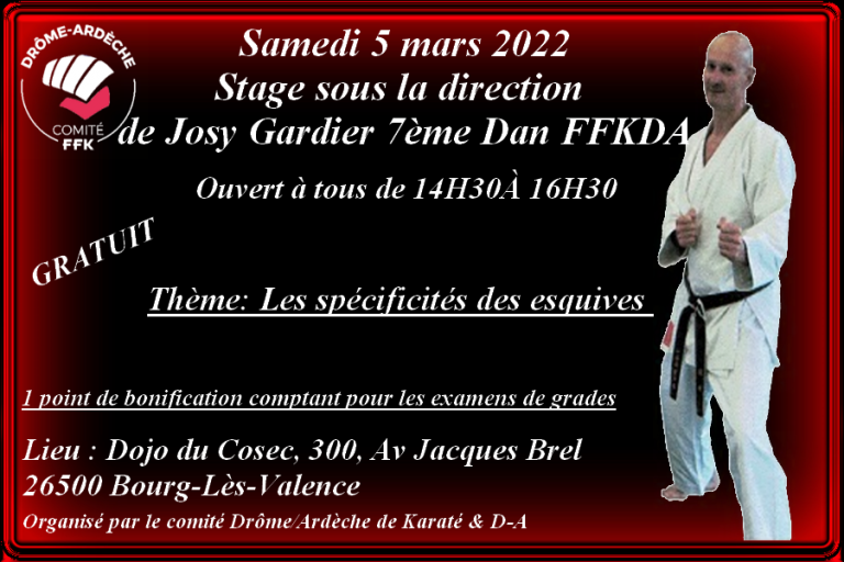 Stage sous la direction de Josy Gardier 7ème Dan FFKDA - Comité ...