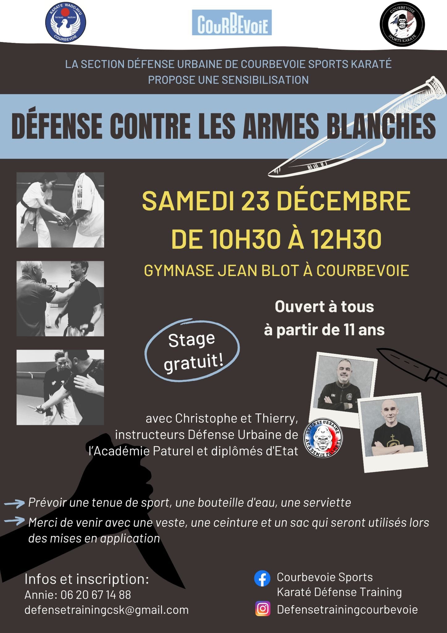 Stage défense contre les armes blanches avec T. PERBAL et C. CABIRAN ...
