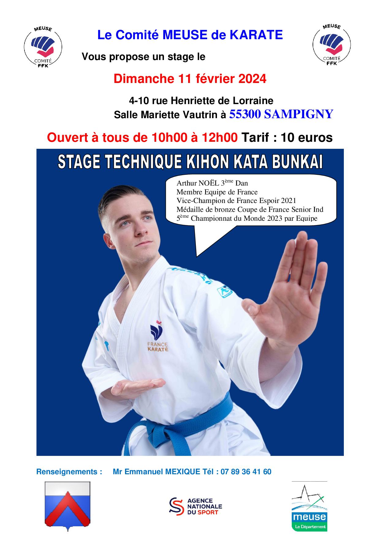 STAGE Arthur NOEL - Comité Départemental de la Meuse de Karaté et ...