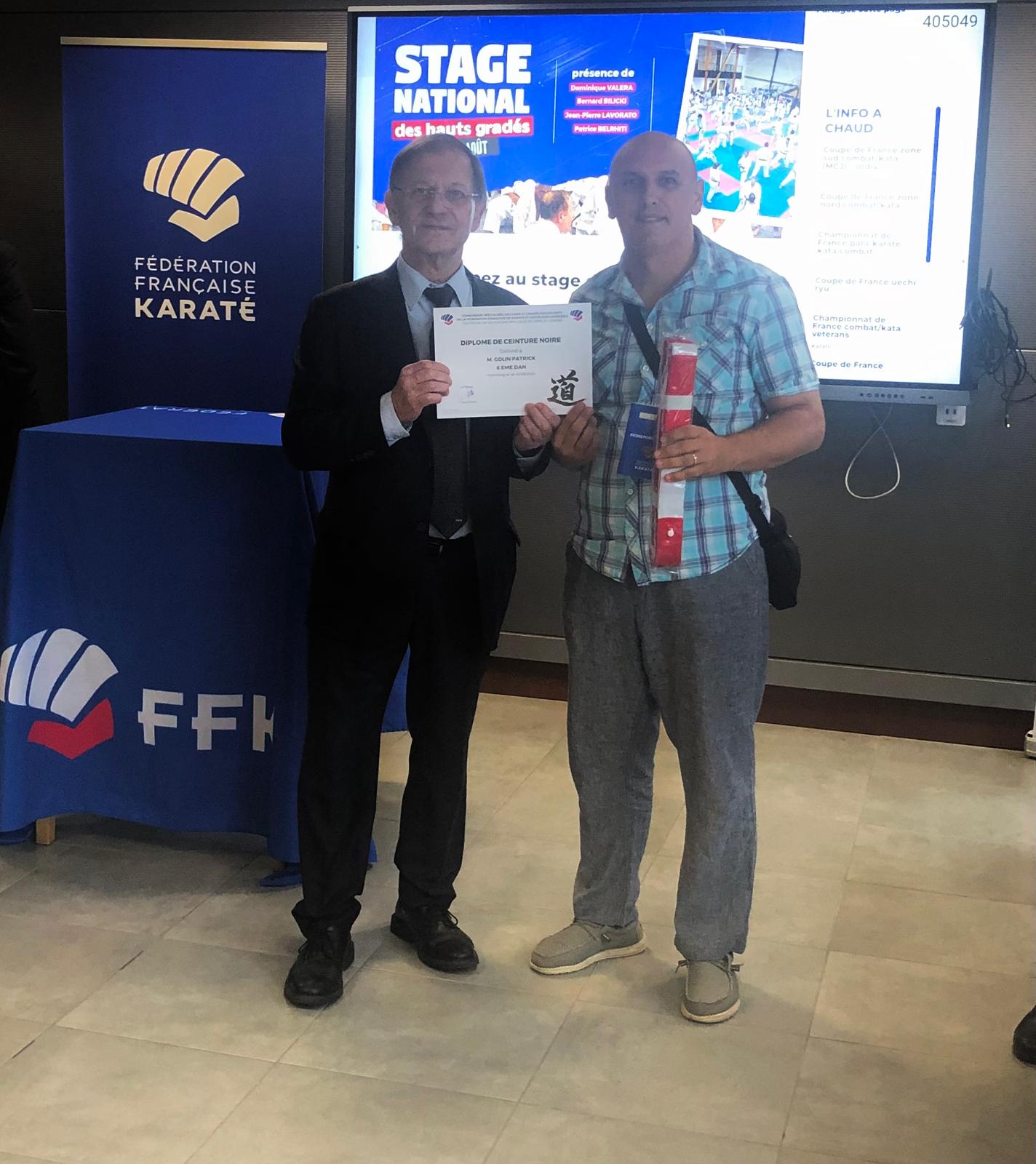 Félicitations à Patrick GOLIN qui vient de réussir son 6ème Dan ...